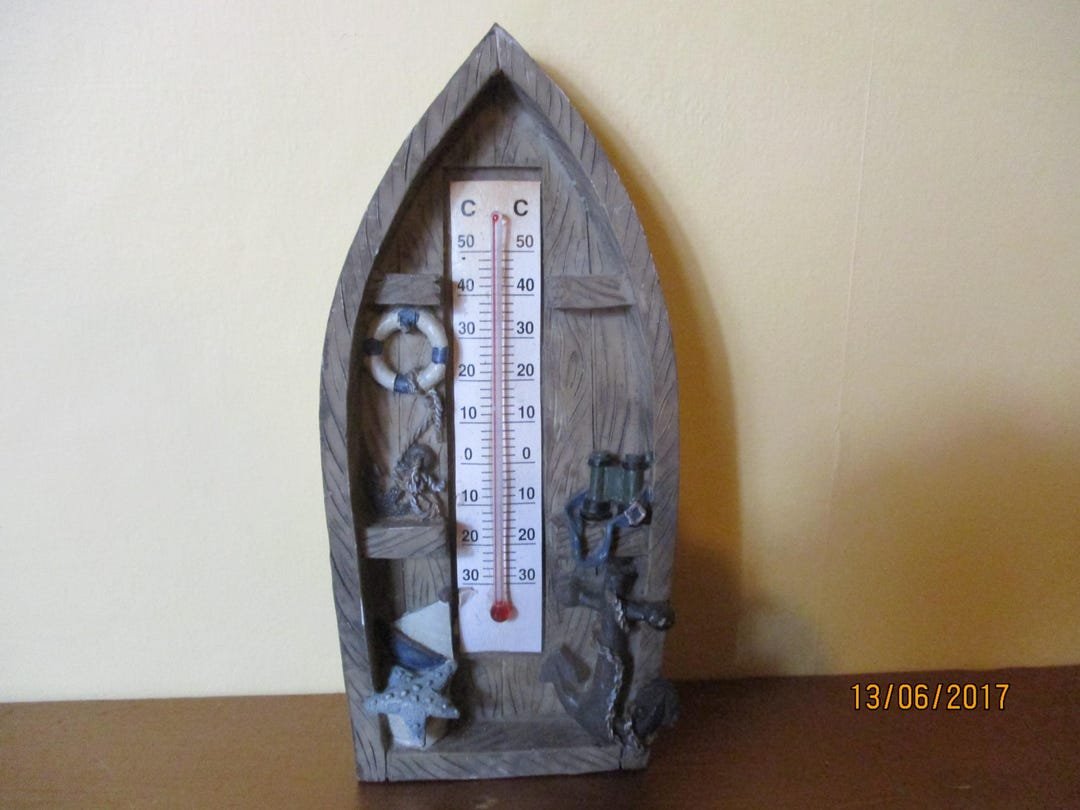 A Superb Vintage French Boat-shaped, Wall Mountable Barometer ...