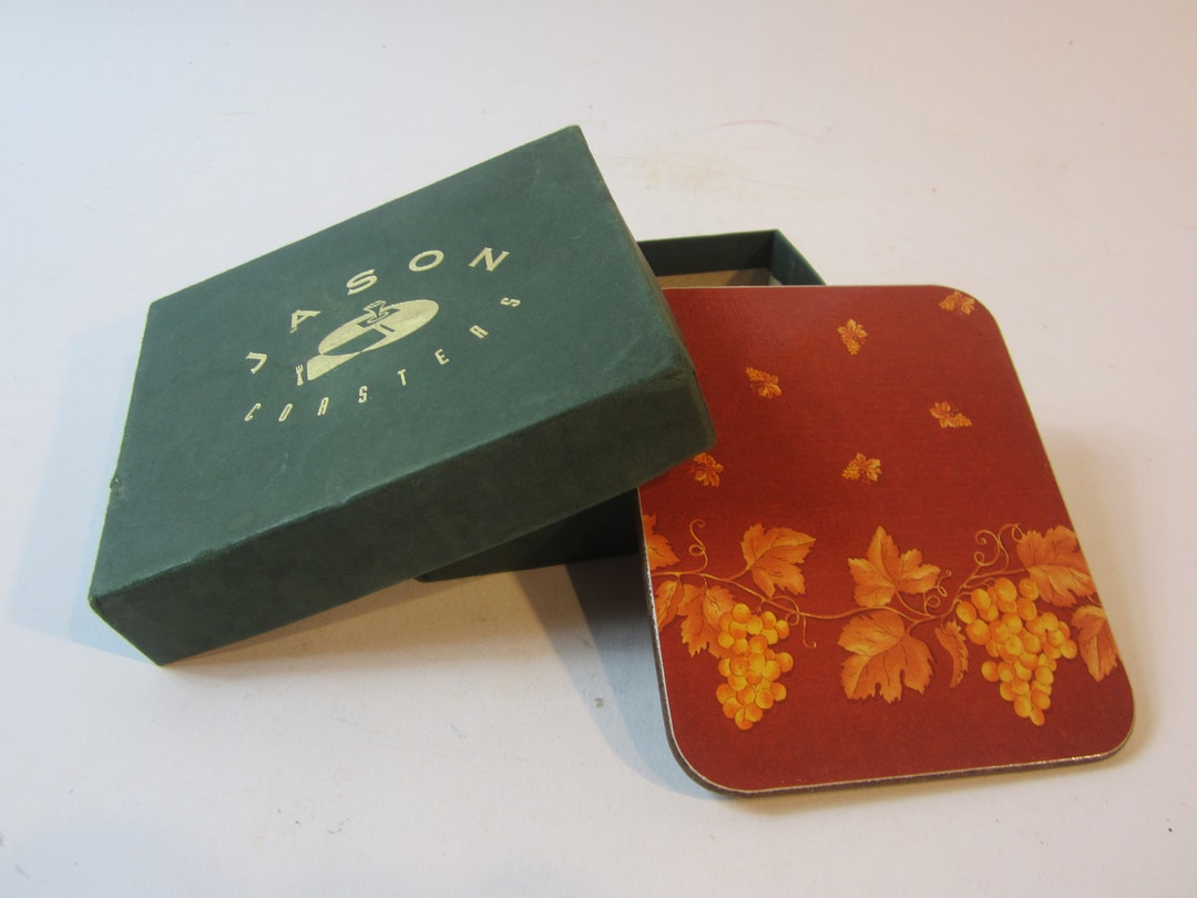 A Beautiful Vintage Boxed Set of Six Cork Jason Coasters, Made in ...
