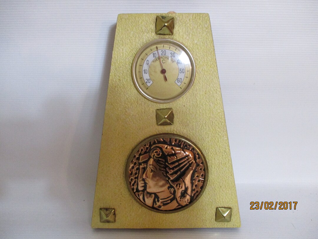 A Superb Vintage Wooden, Copper and Brass Barometer/thermometer, Made ...