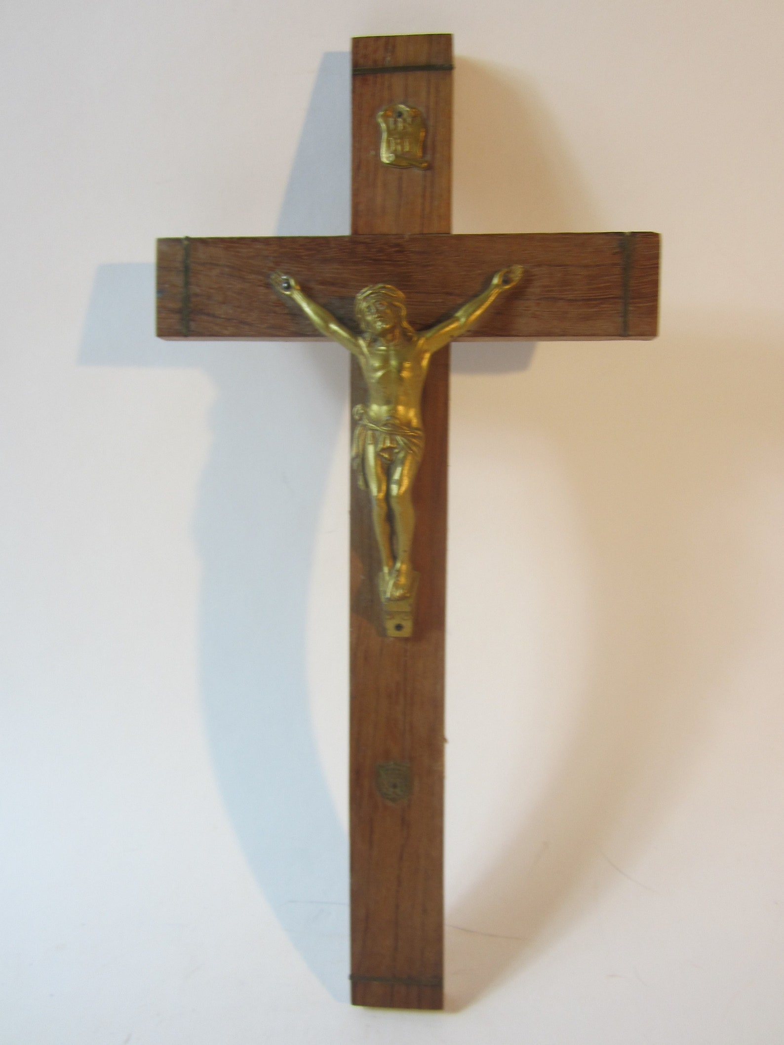 A Wonderful Vintage Brass & Wooden Crucifix Made in France | Etsy