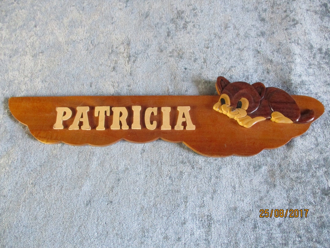 A Lovely Vintage French Name/door Mouse Sign in Wood Featuring the Name ...