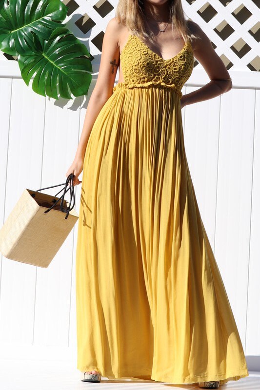 Mustard Lace Dress Maxi Long Evening Wedding Cocktail Prom | Etsy