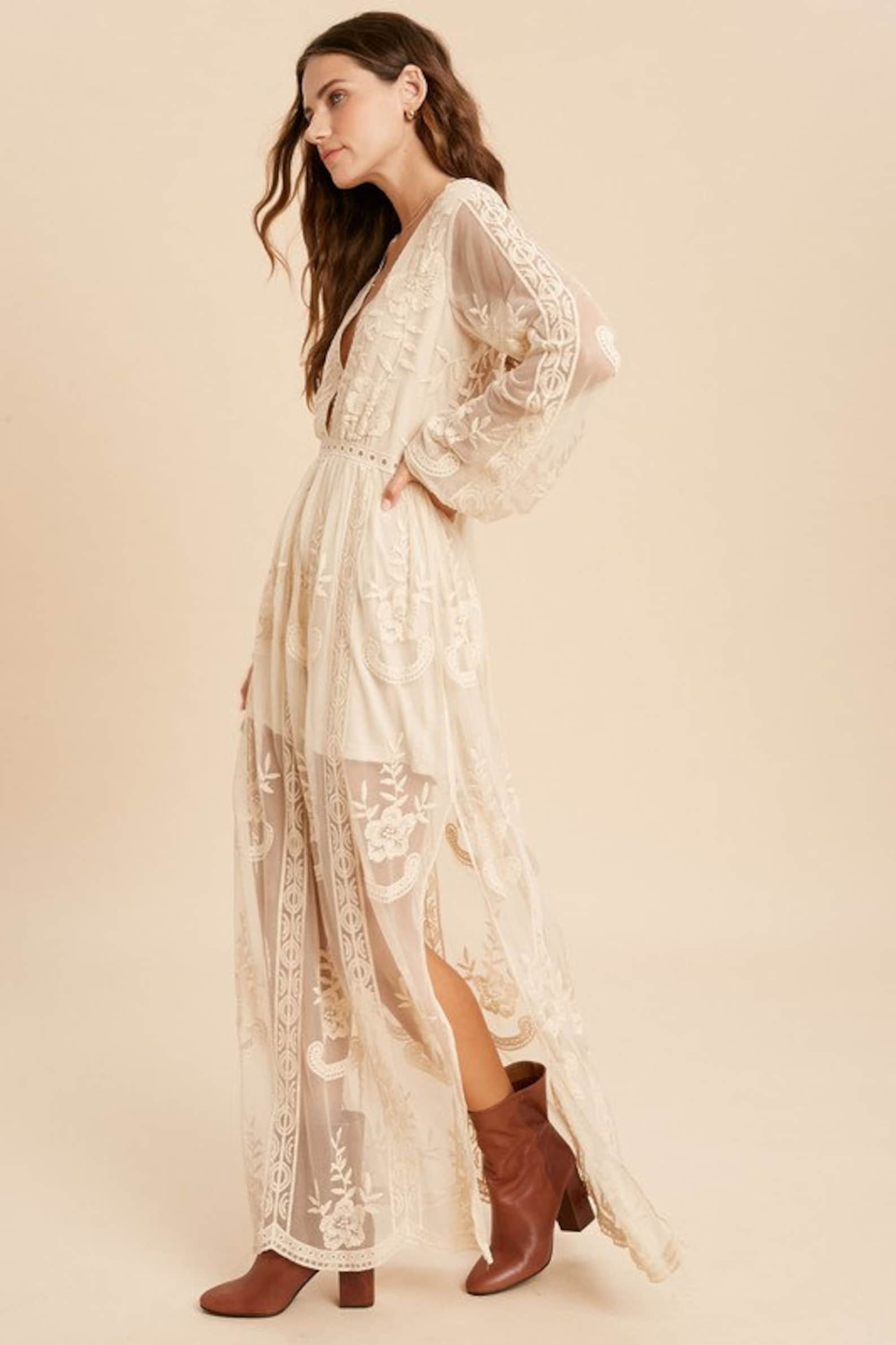 Boho Lace Dress Romper Natural Lace Dress Dress for Photo - Etsy