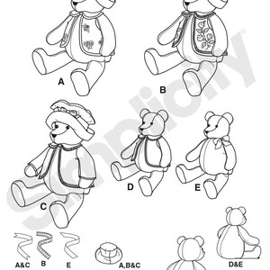 Simplicity C5461 18" & 22" Bears With Accessories / Rare Science Bear ...