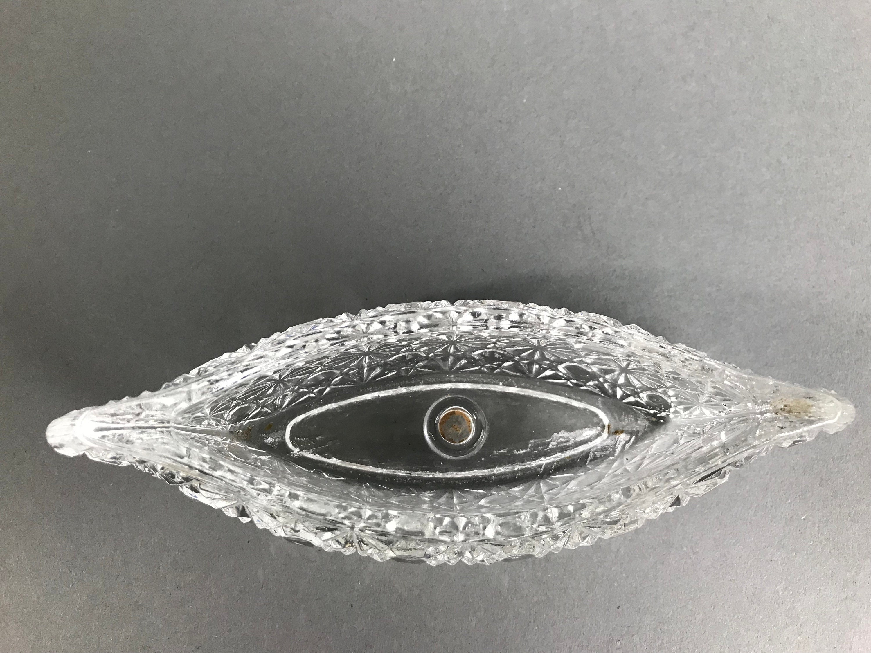 Vintage Crystal Canoe Fenton Daisy & Button Pressed Glass Candle Holder ...