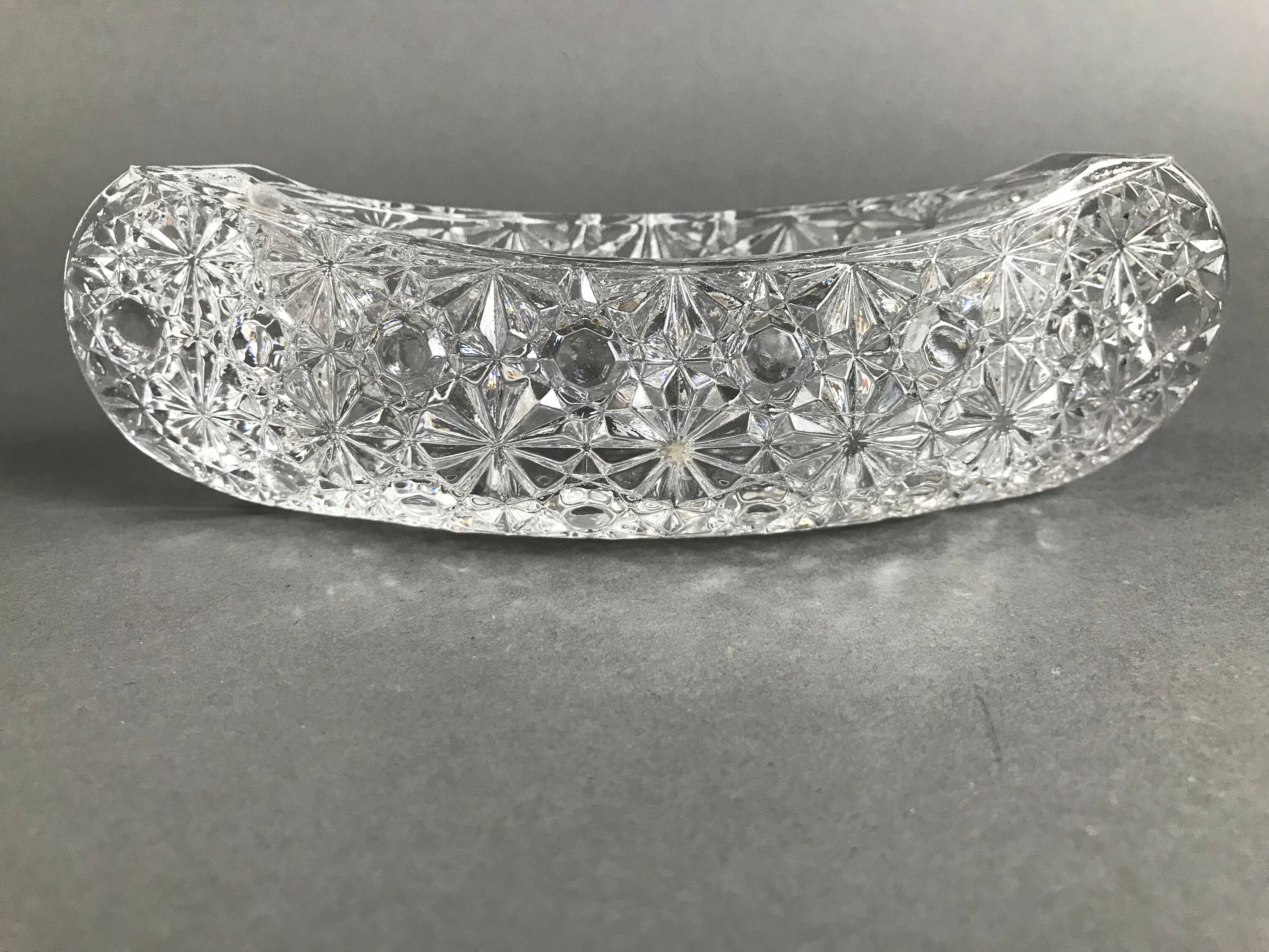 Vintage Crystal Canoe Fenton Daisy & Button Pressed Glass Candle Holder ...