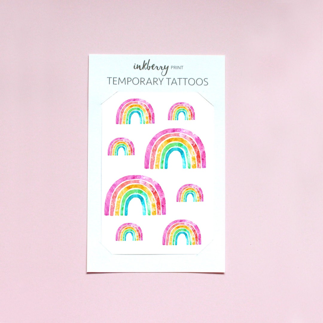 Watercolour Rainbow Gift Temporary Tattoo Set 8 Rainbows - Etsy