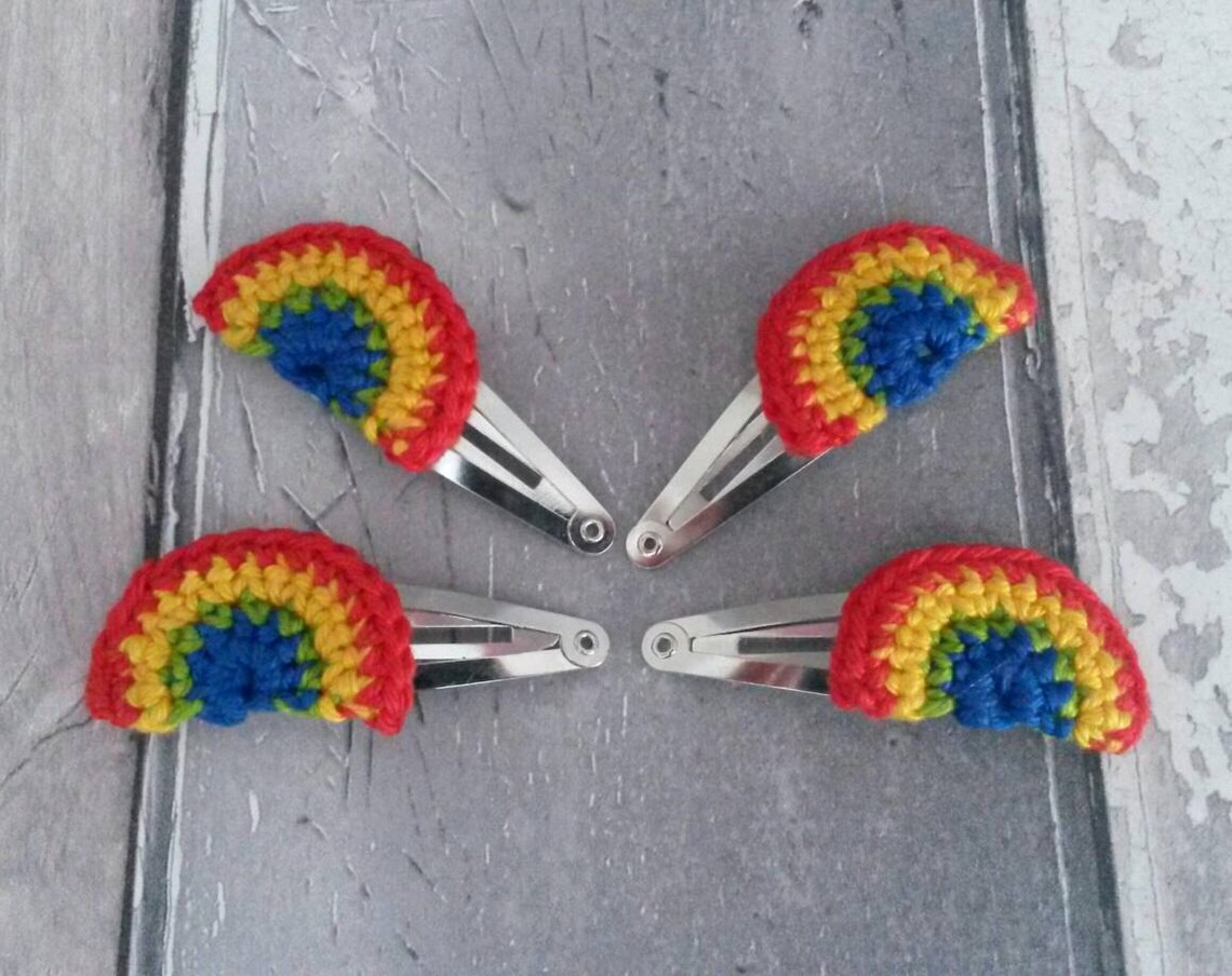 Mini Rainbow Hair Clips Crochet Rainbow Hair Snaps Cute Hair - Etsy