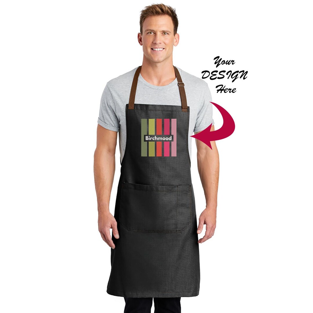Custom Embroidered Full Length Bib Apron, Embroidered Apron ...