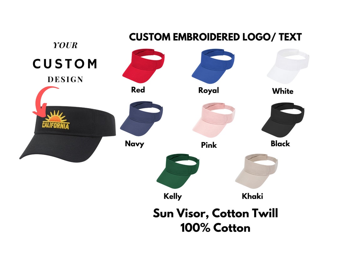 Custom Sun Visor, Embroidered Sun Visor, Personalized Sun Visor, 100% ...