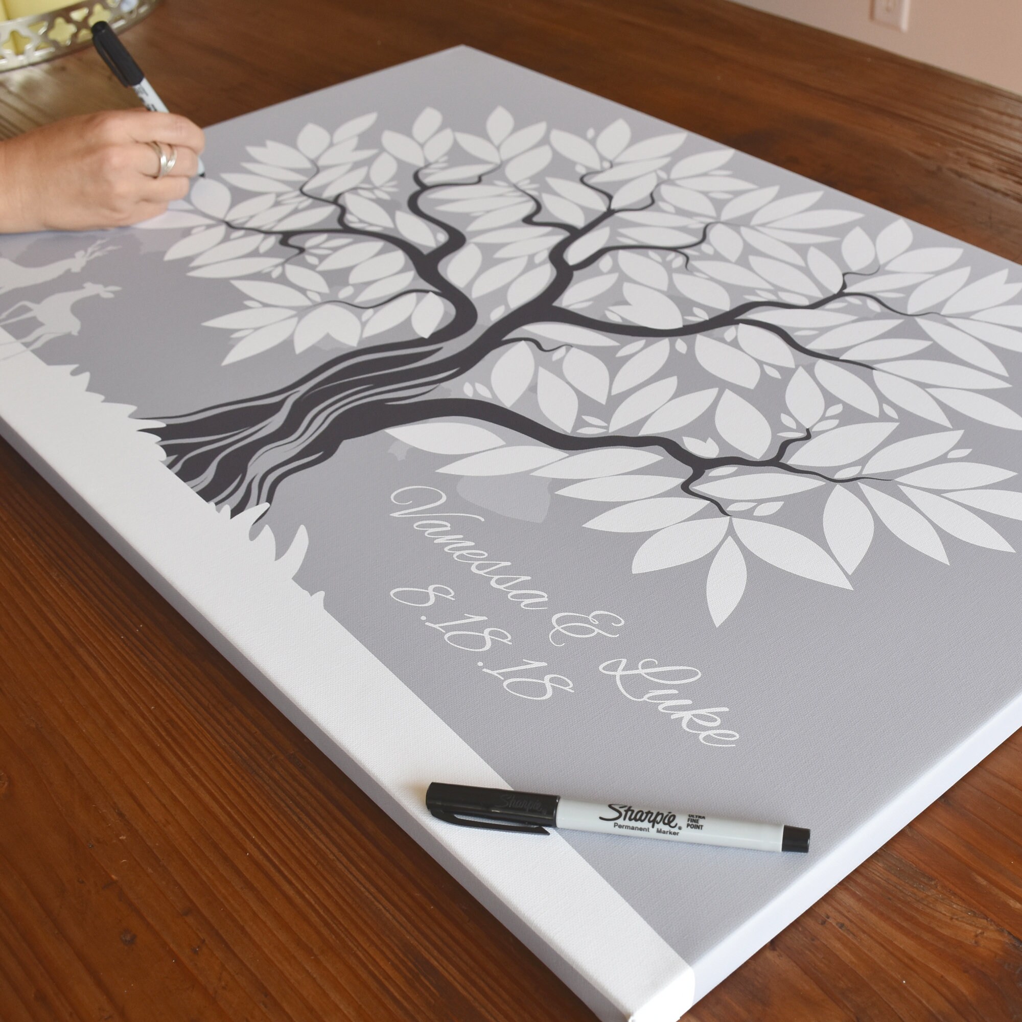 Wedding Guest Book Tree Wedding Guest Book Canvas Wedding - Etsy