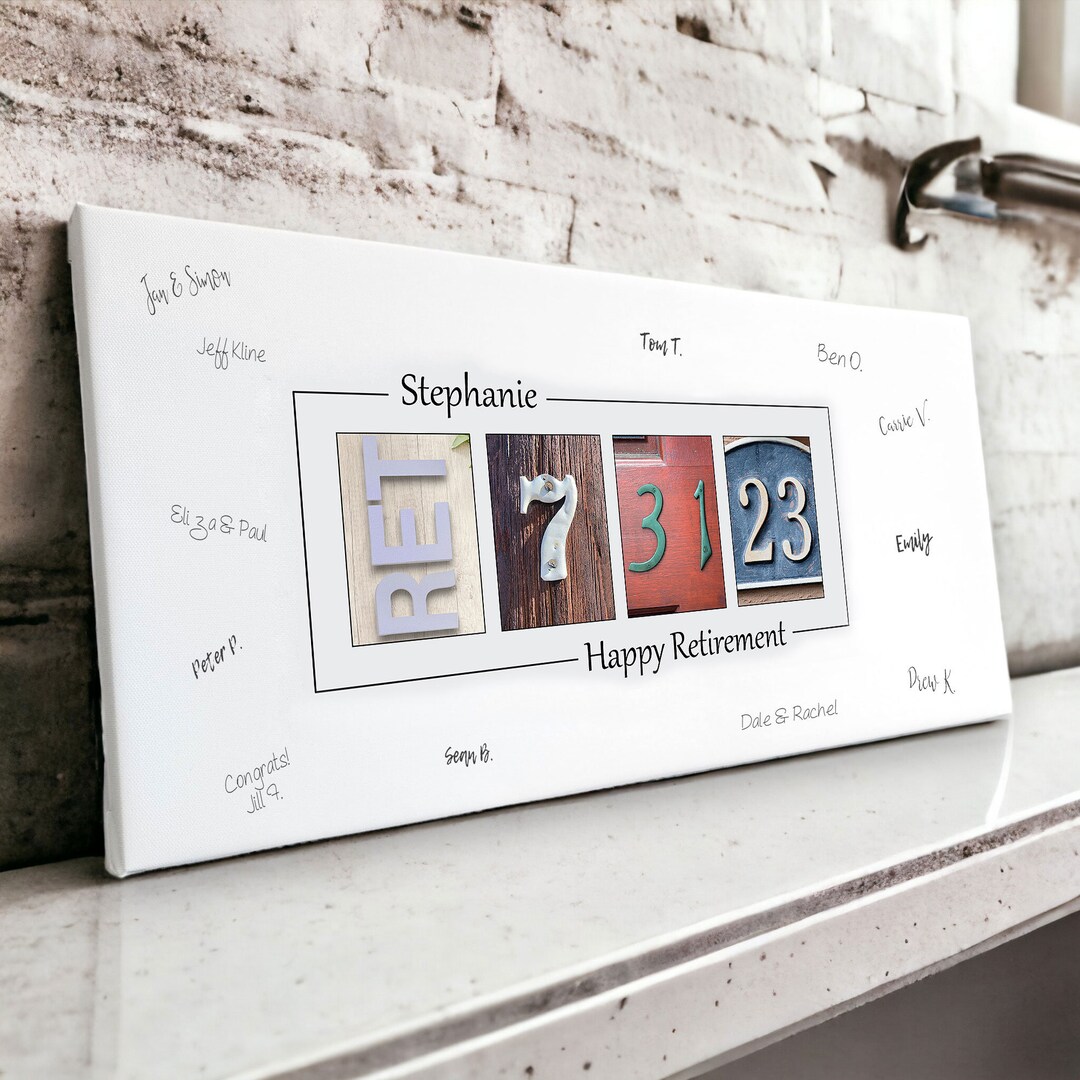 Canvas Retirement Guest Book Alternative, Personalized Retiree Keepsake ...
