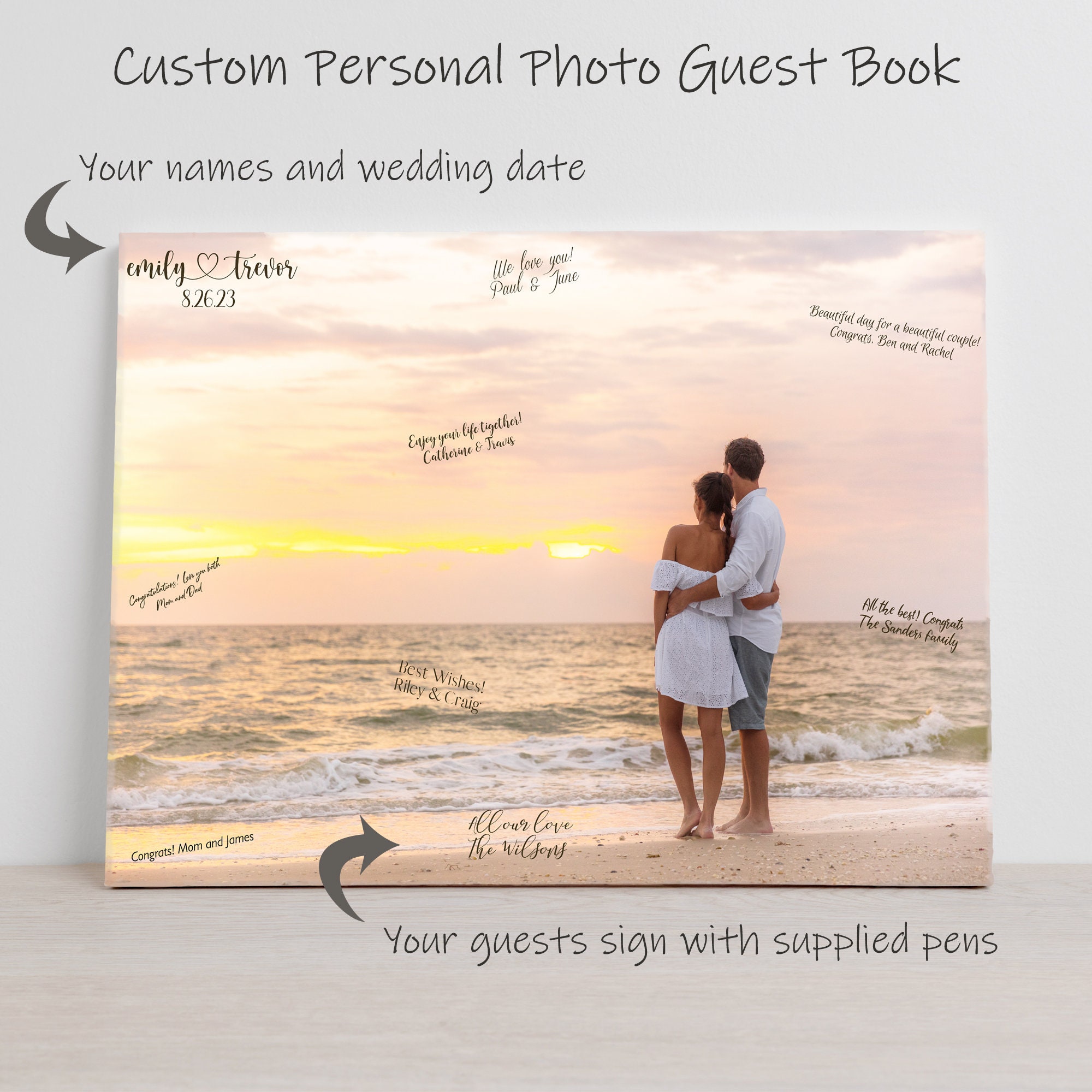 Custom Personal Wedding or Engagement Picture on Canvas for Guests to ...