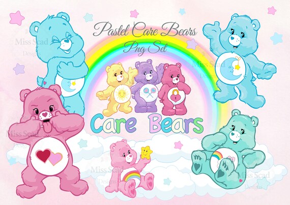 Pastel Care Bears Png Set, 21 Png Transparent Images (300DPI), Instant ...