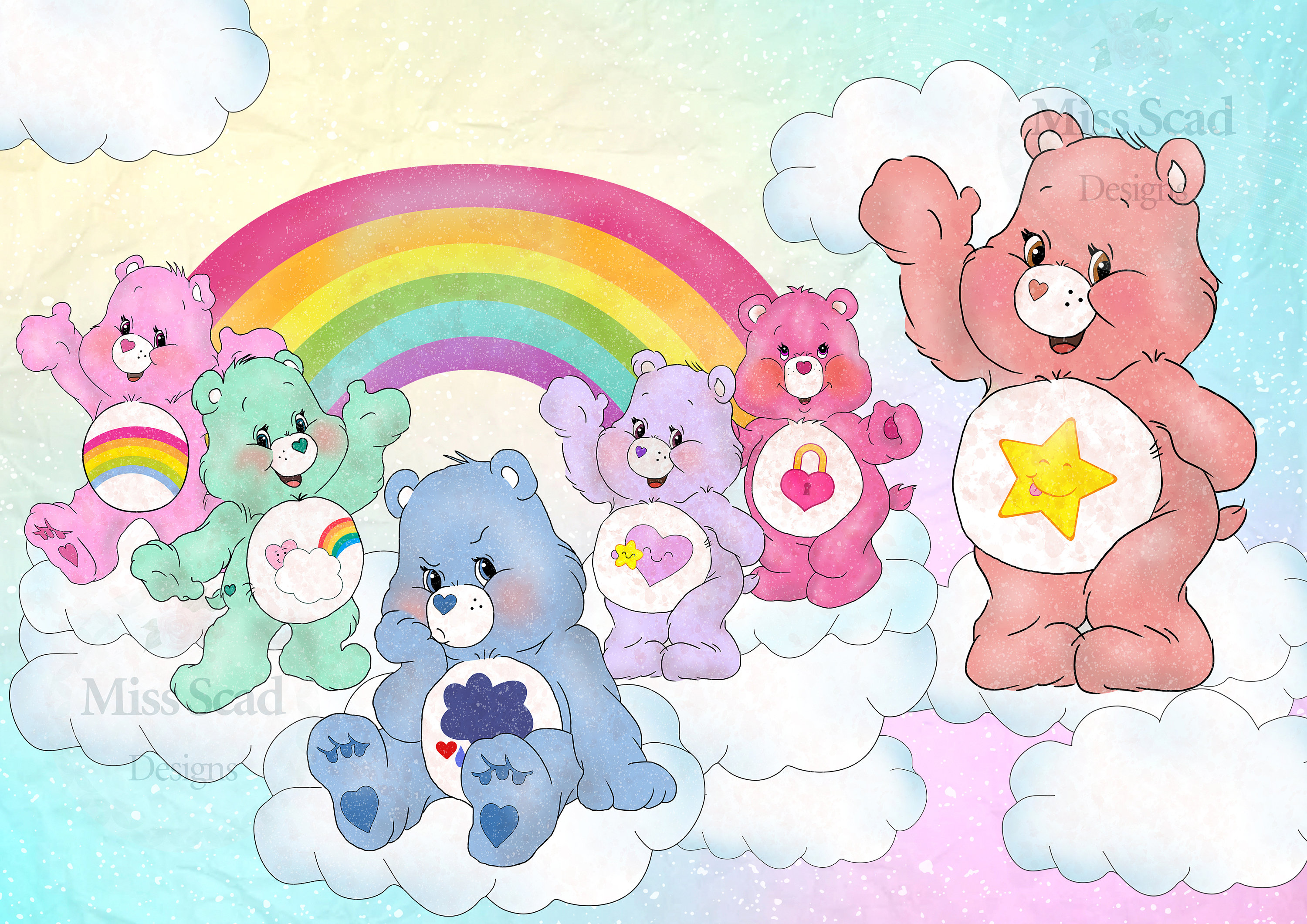 Osos Arcoíris dibujados a mano 2 Png imágenes transparentes - Etsy España