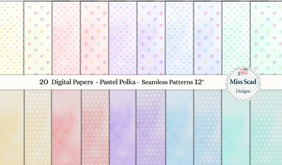 Pastel Polka Watercolor Backgrounds 20 Digital Papers Seamless Patterns ...