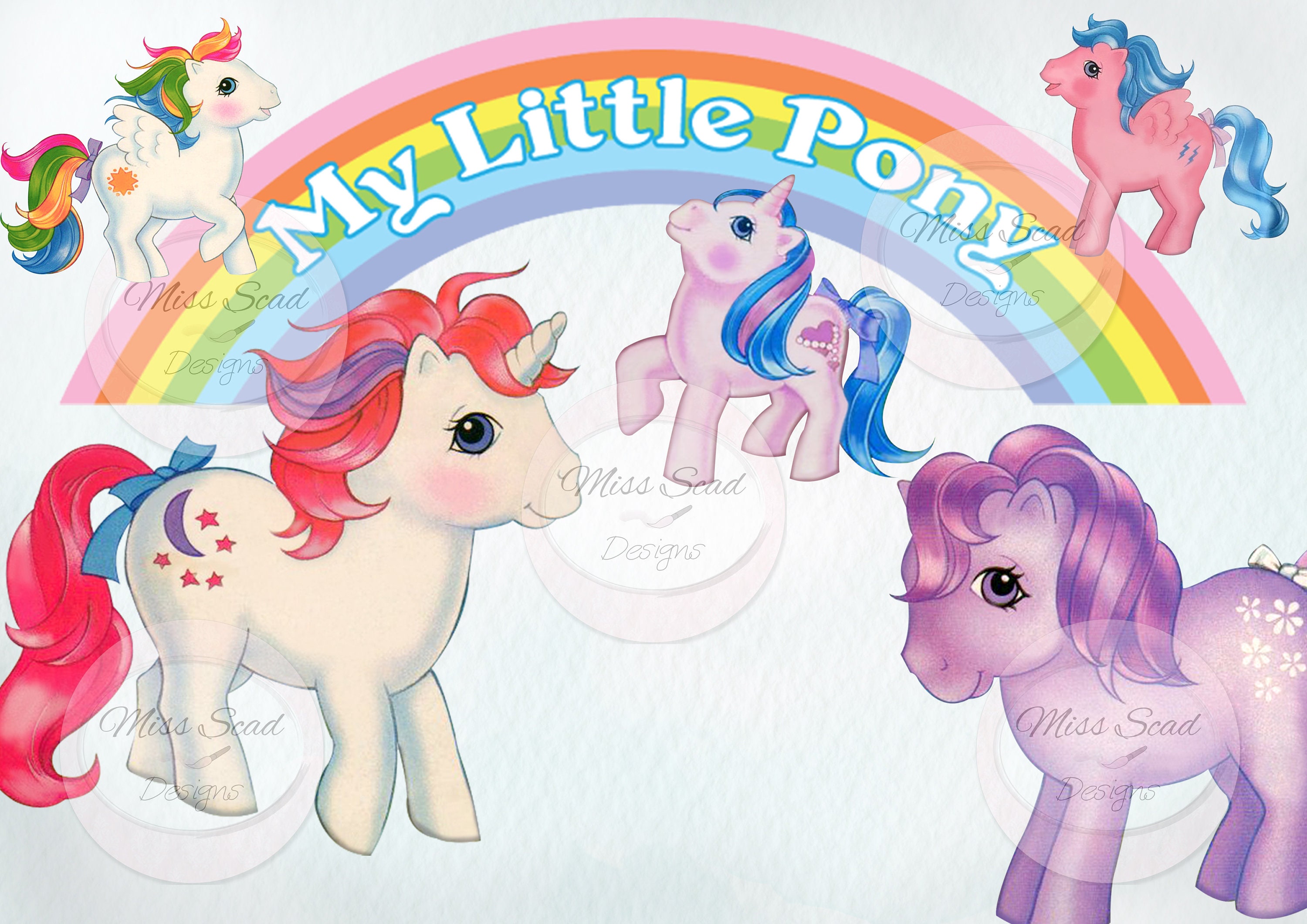 Vintage 80's My Little Pony Clipart Set Transparent Png | Etsy