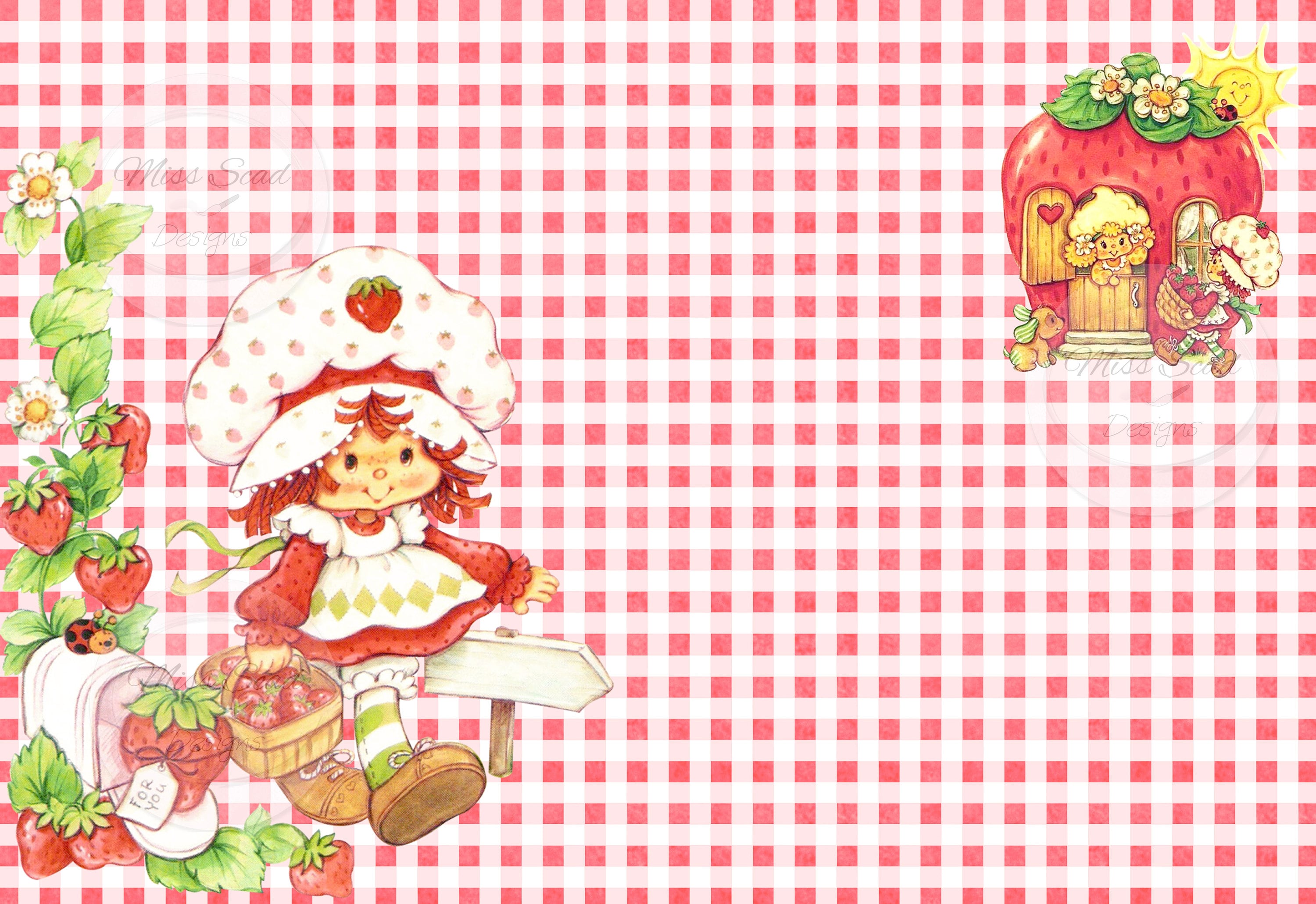 Vintage 80's Strawberry Shortcake ImagesPng Elements | Etsy