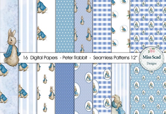 16 Peter Rabbit Digital Papers, Seamless Pattern ,300DPI JPG Format ...
