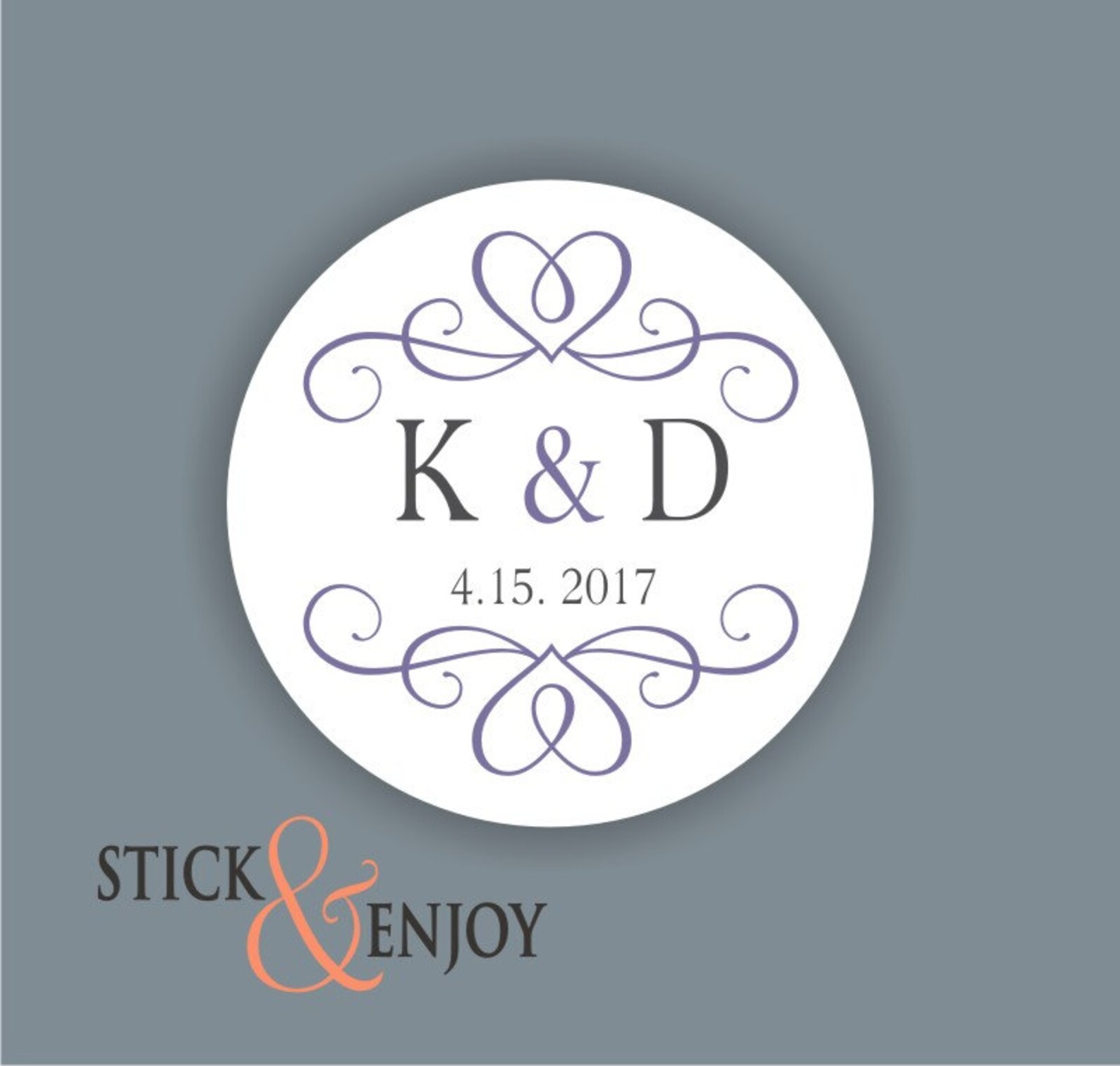 Custom Waterproof Wedding Stickers Heart Swirl Stickers - Etsy