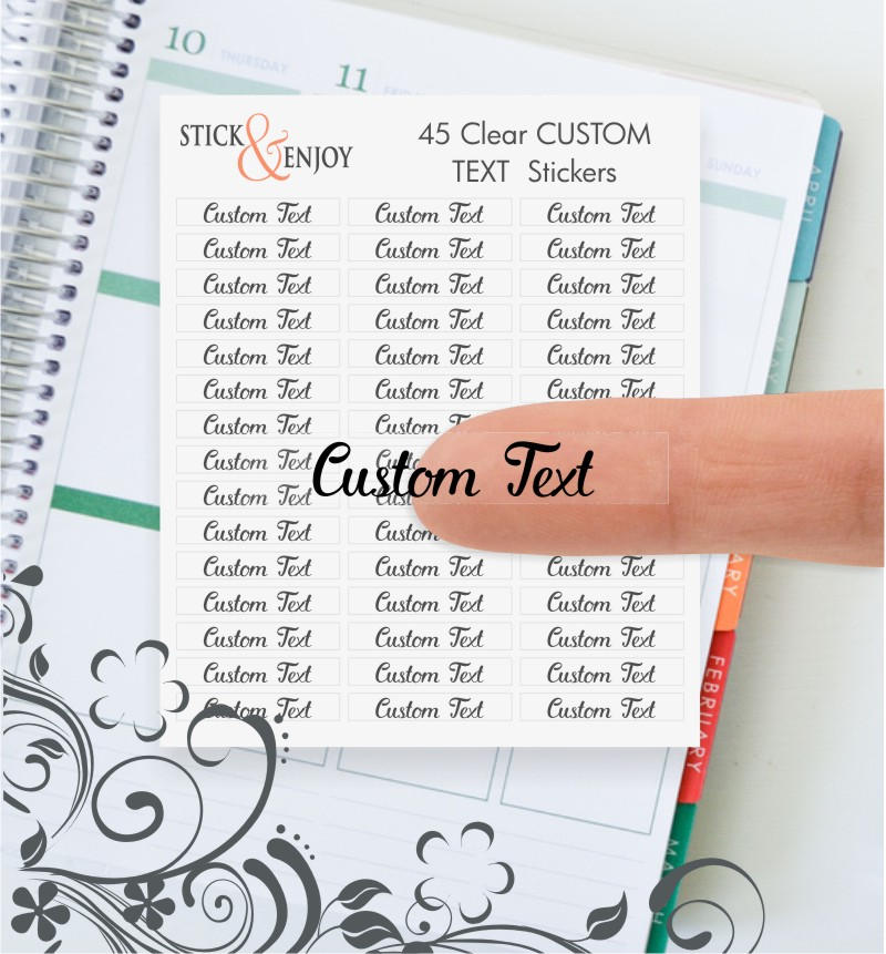 45 Clear Custom Text Planner Header Stickers Clear Planner | Etsy