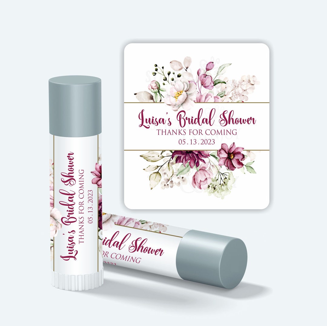Printed Custom Lip Balm Labels, Floral Watercolor Chapstick Stickers ...