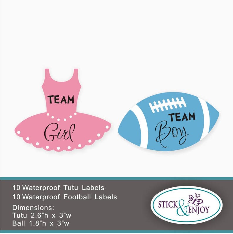 Gender Reveal Party Stickers Tutu Team Girl and Football Team - Etsy