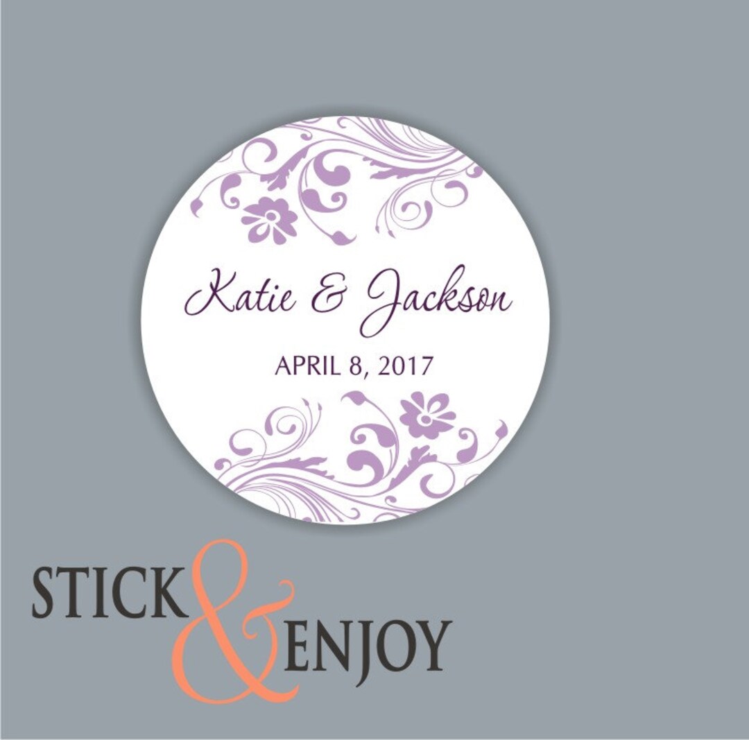Wedding Stickers, Custom Waterproof Labels, Floral Swirl, Personalized ...