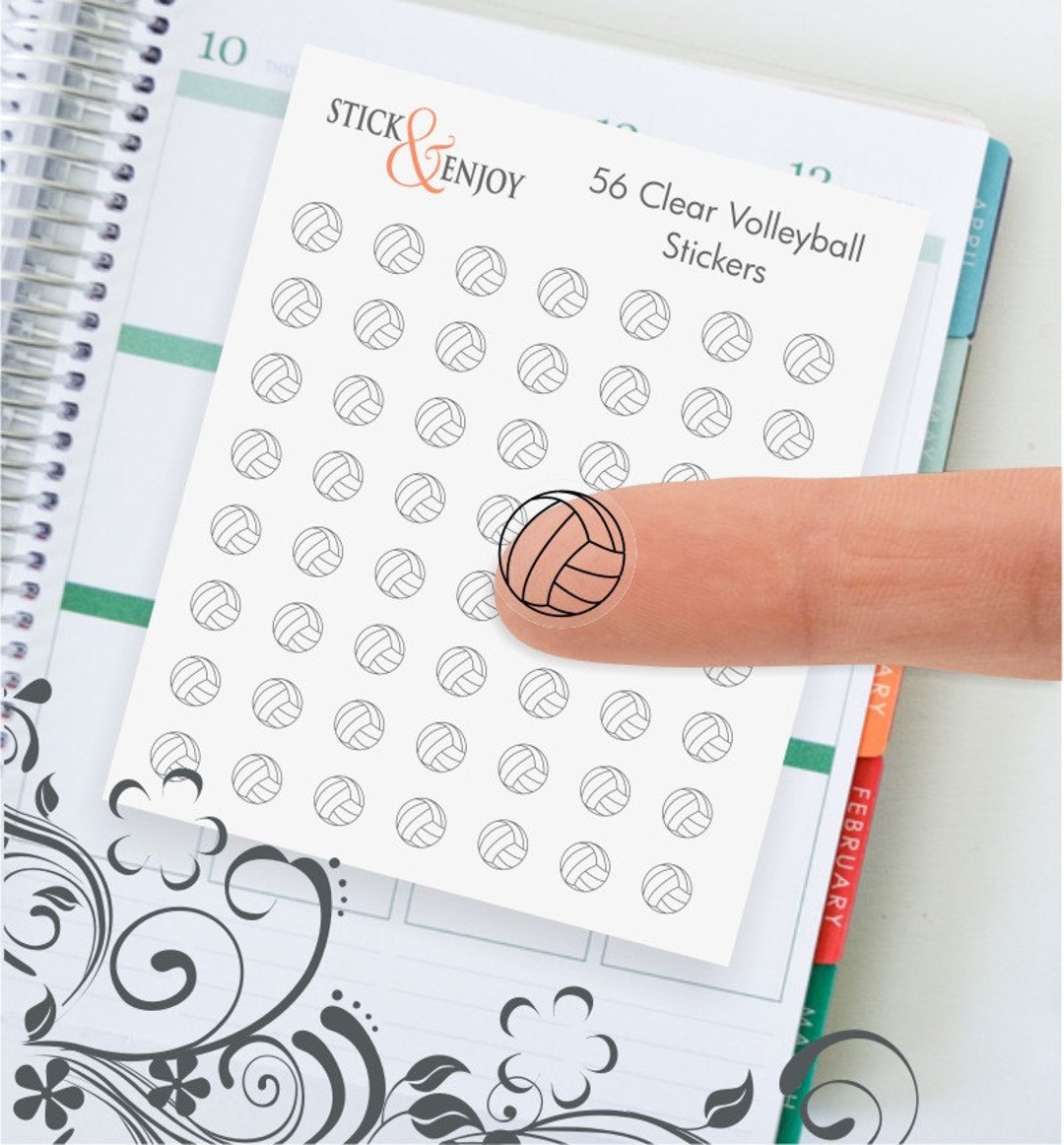 56 Clear Volleyball Stickers, Clear Sport Planner Stikers, ECLP ...