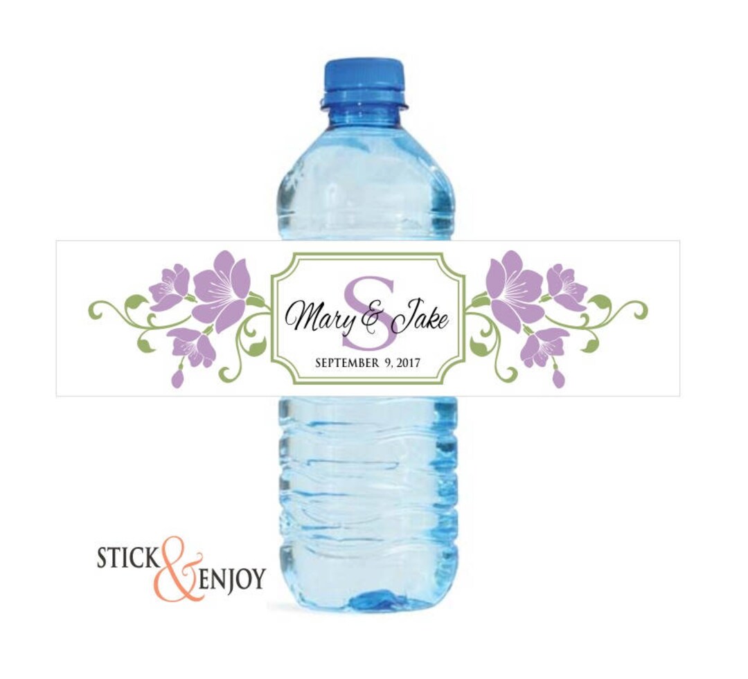 Custom Waterproof Water Bottle Labels, Floral Water Bottle Labels ...