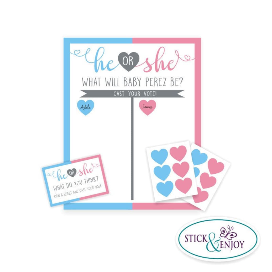 Printed He or She Gender Reveal Sign Poster He or She Cast | Etsy