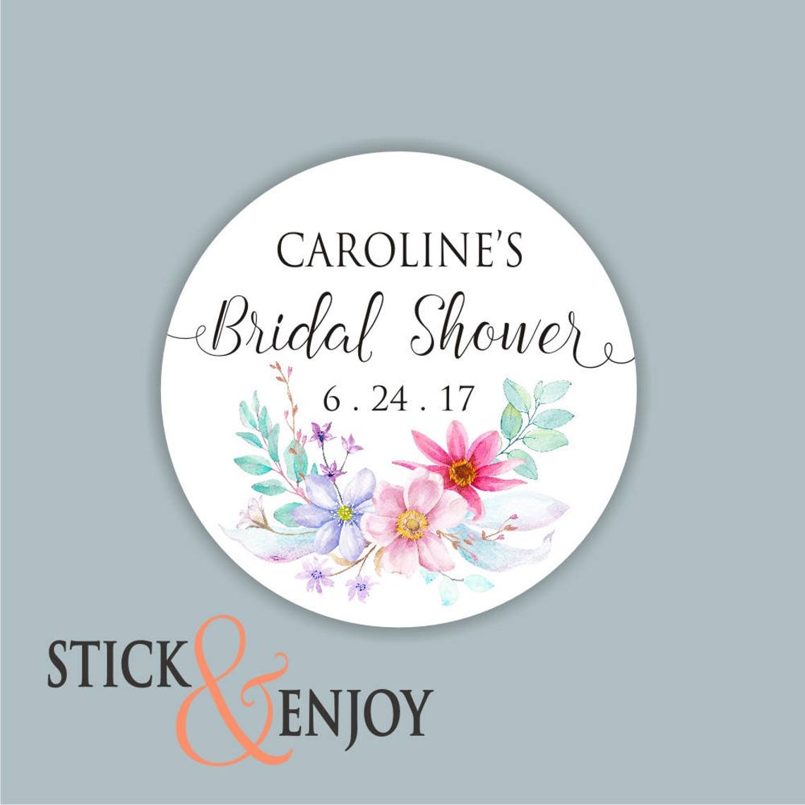Custom Floral Bridal Shower Labels Flower Wedding Shower - Etsy