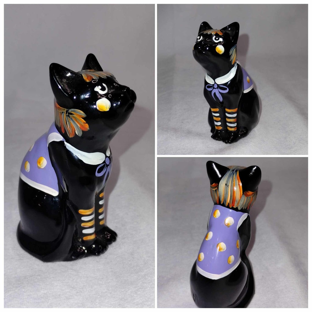 Fenton Art Glass Hand-painted Halloween Cat Figurine - Etsy