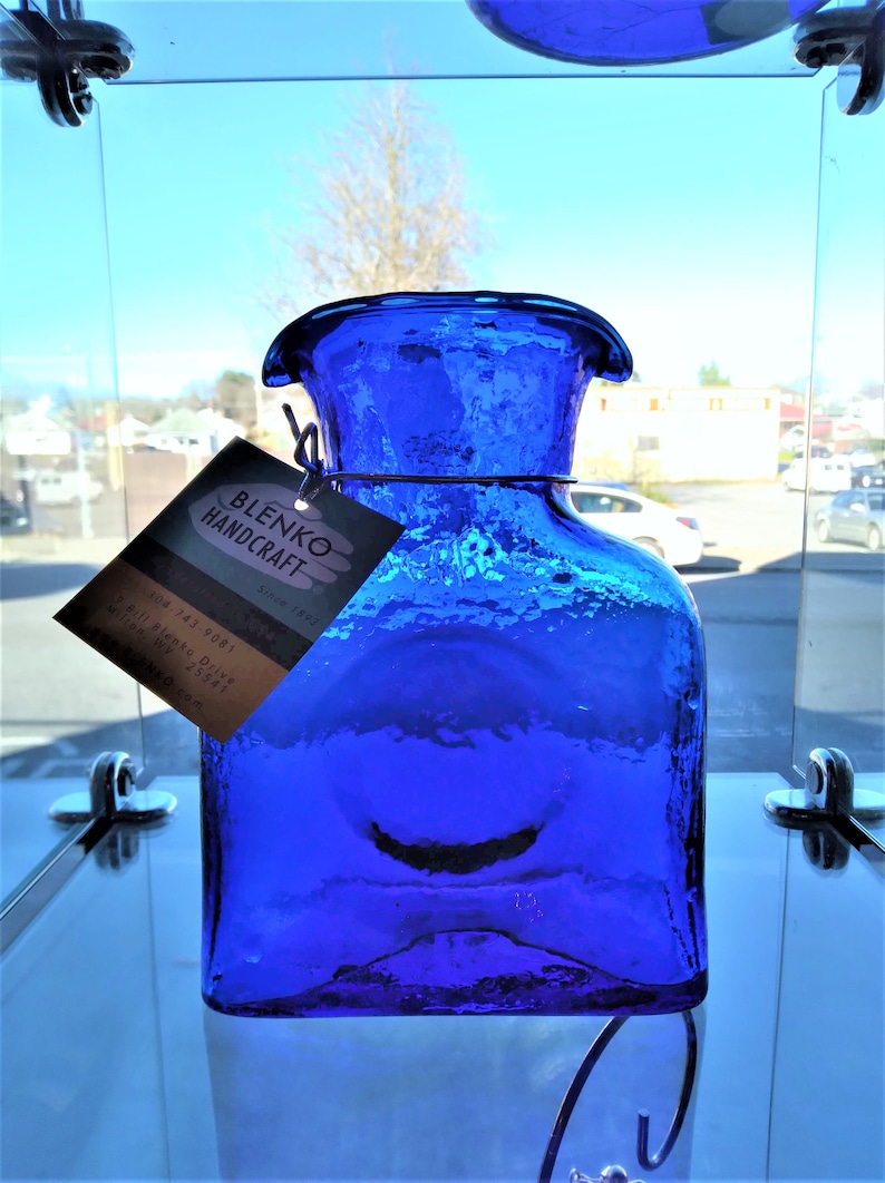 Original Blenko Mini Water Bottle Cobalt Blue or Tangerine - Etsy