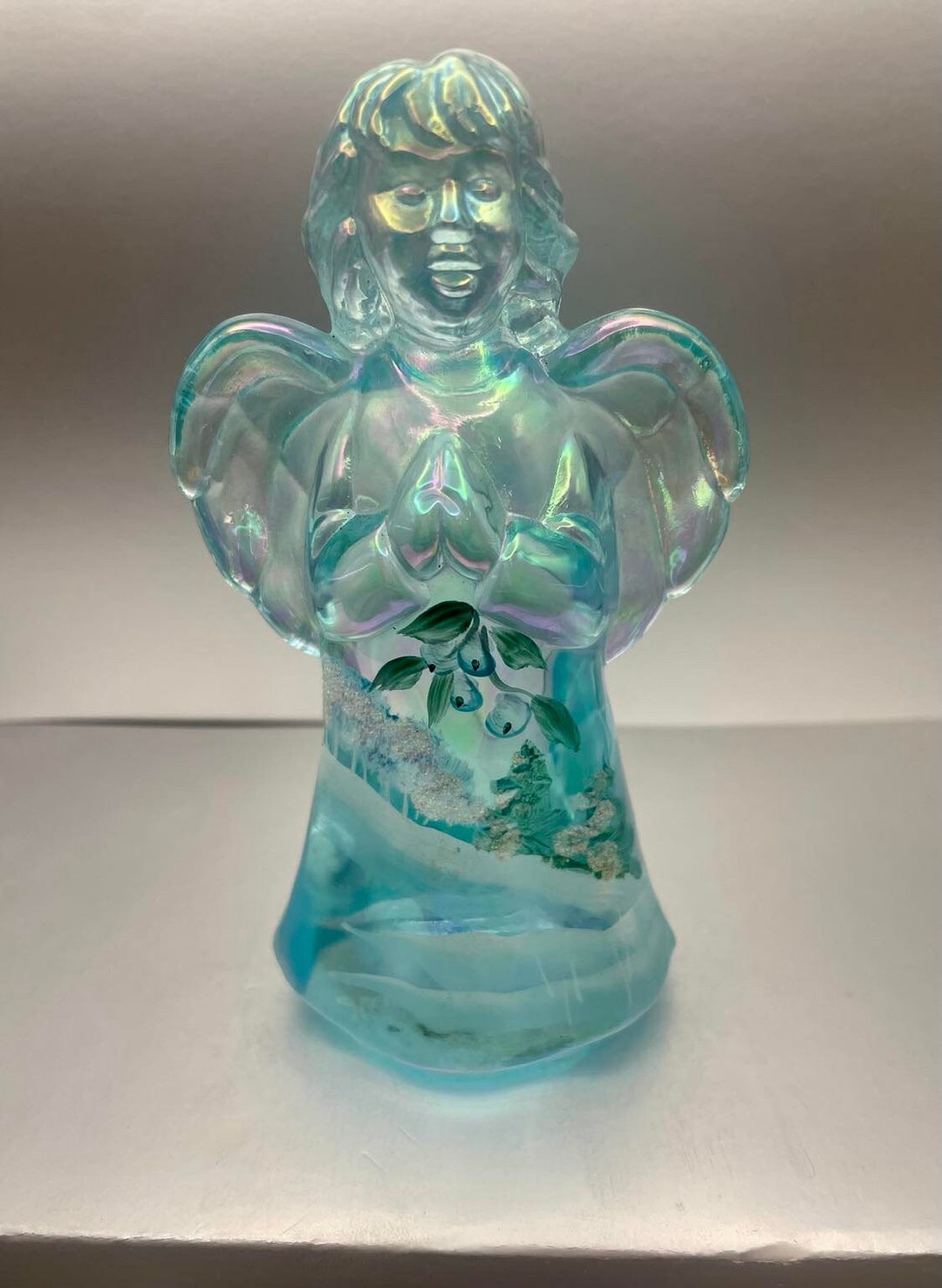 Fenton Hand Painted Blue Angel - Etsy