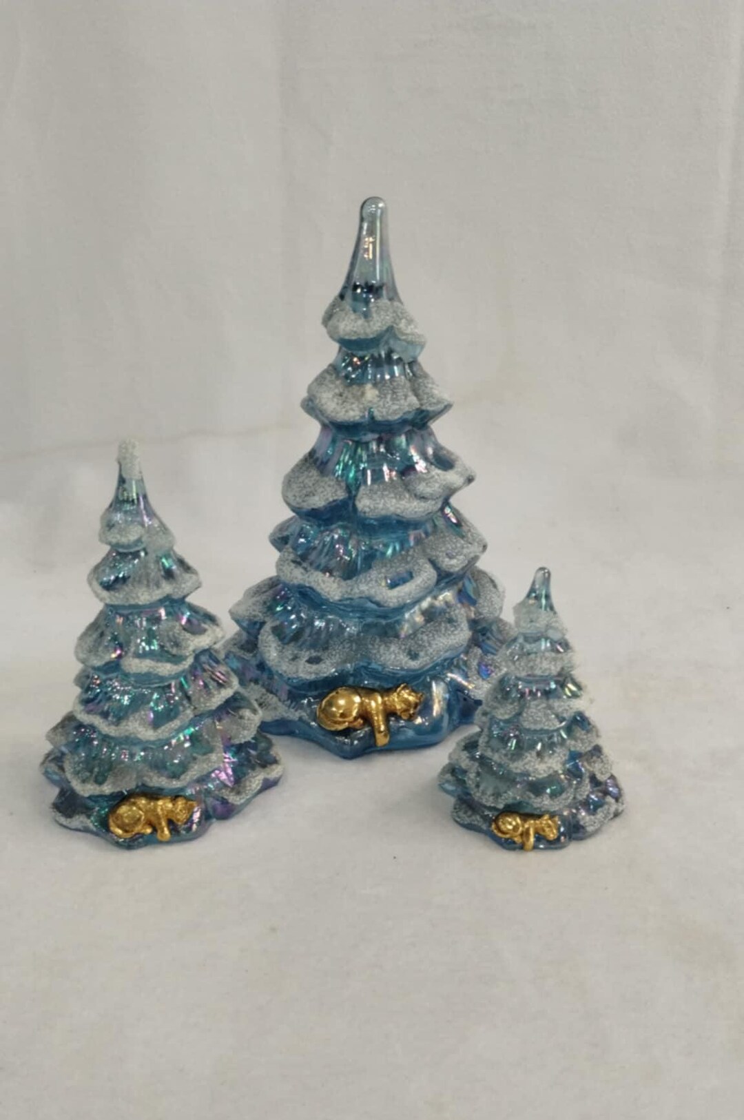 Set of 3 Fenton Art Glass Christmas Trees - Etsy