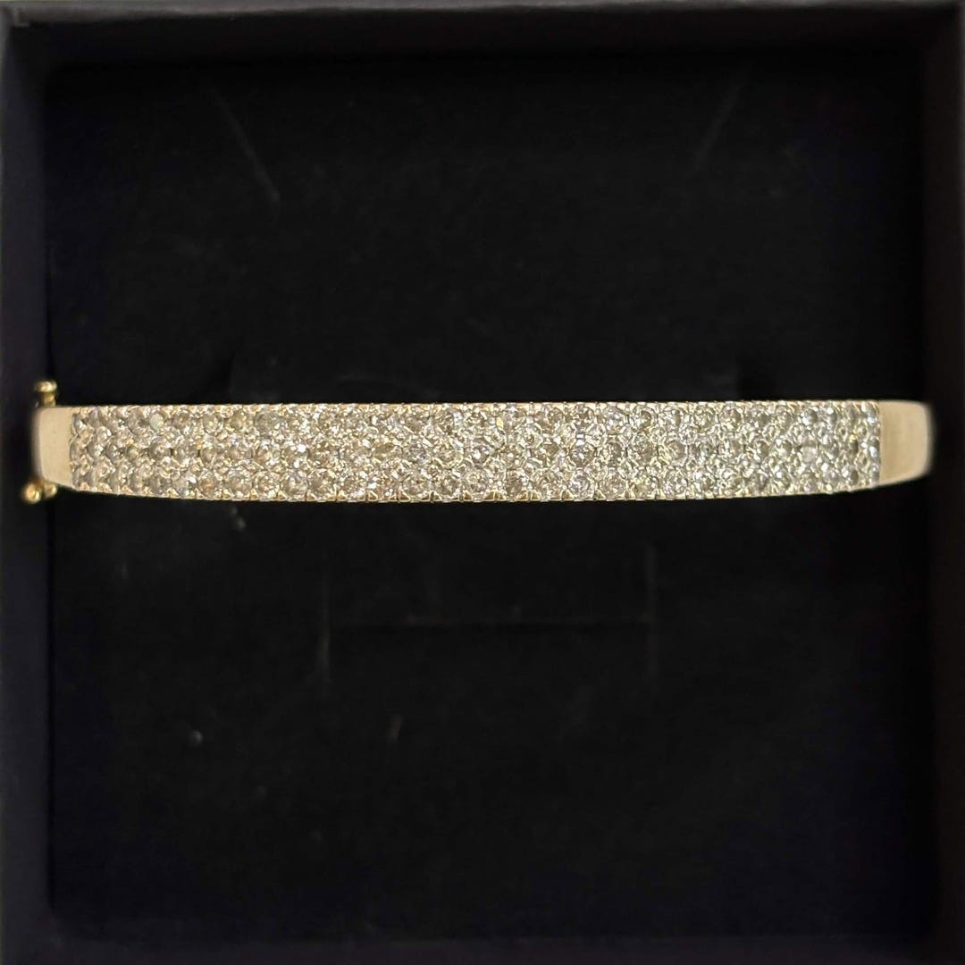 14kt Yellow Gold 2 CTW Diamond Incrusted Bangle - Etsy