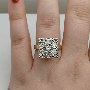 0.80 Carat Vintage 1980's Era Round Diamond Square Setting Cluster ...