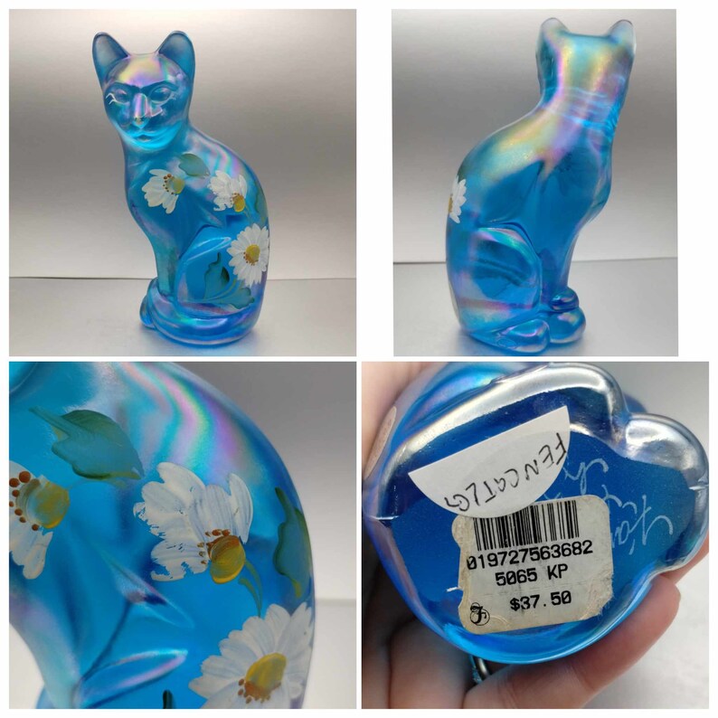 Fenton Art Glass Hand Painted Cat - Etsy