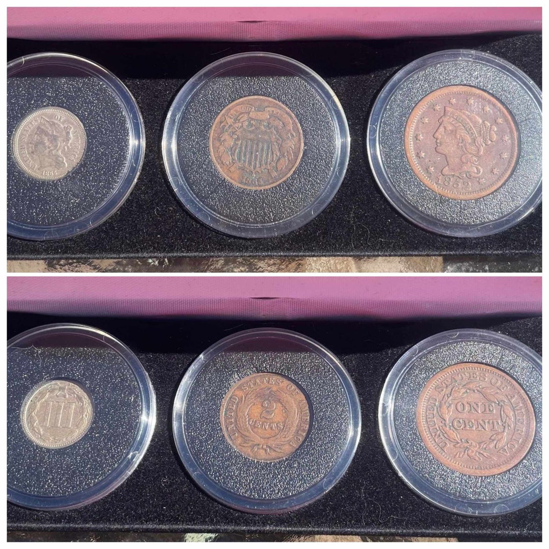 Large Cent, 2-cent and 3-cent United States Coin Set - Etsy