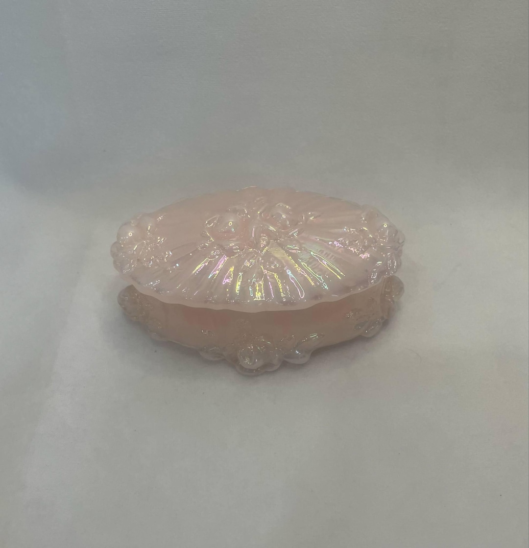 Fenton Art Glass Pink Iridescent Trinket Box - Etsy
