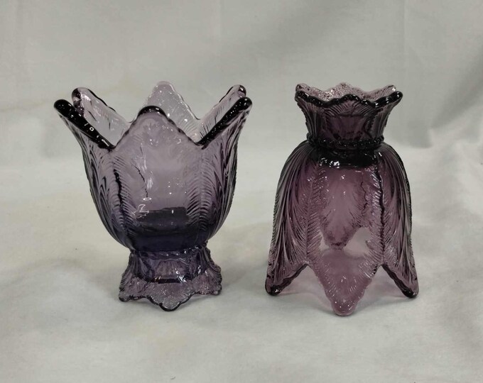 Fenton Art Glass Set of 2 Tulip Style Drapery Two Way Votive Candle ...