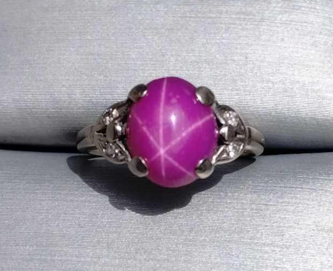 Vintage Ruby Lindy / Linde Star Sapphire Ring 14k White Gold Size Size ...