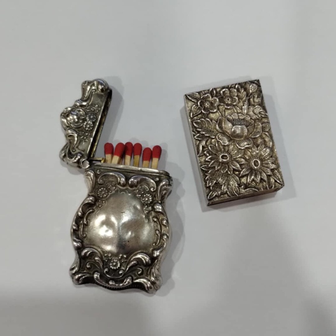 Vintage Solid Sterling Silver Floral Pattern Match Boxes - Etsy