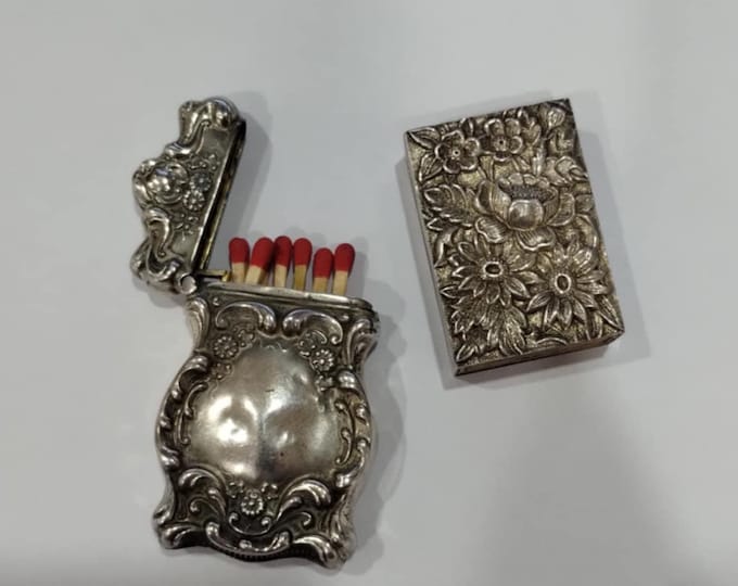 Vintage Solid Sterling Silver Floral Pattern Match Boxes - Etsy