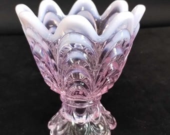 Fenton Art Glass Set of 2 Tulip Style Drapery Two Way Votive Candle ...