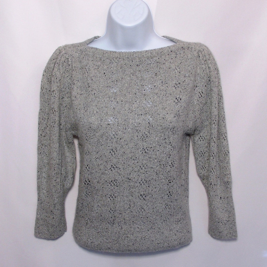 Angora Sweater Vintage Cottagecore Silk Knit Puff Sleeve Soft Cozy ...