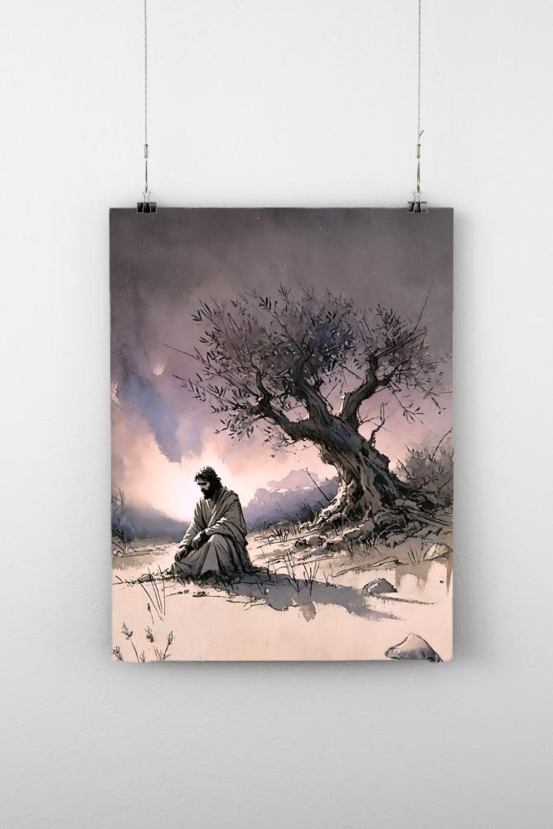 Jesus in Gethsemane Watercolor Print Digital Download With Bonus Jesus ...