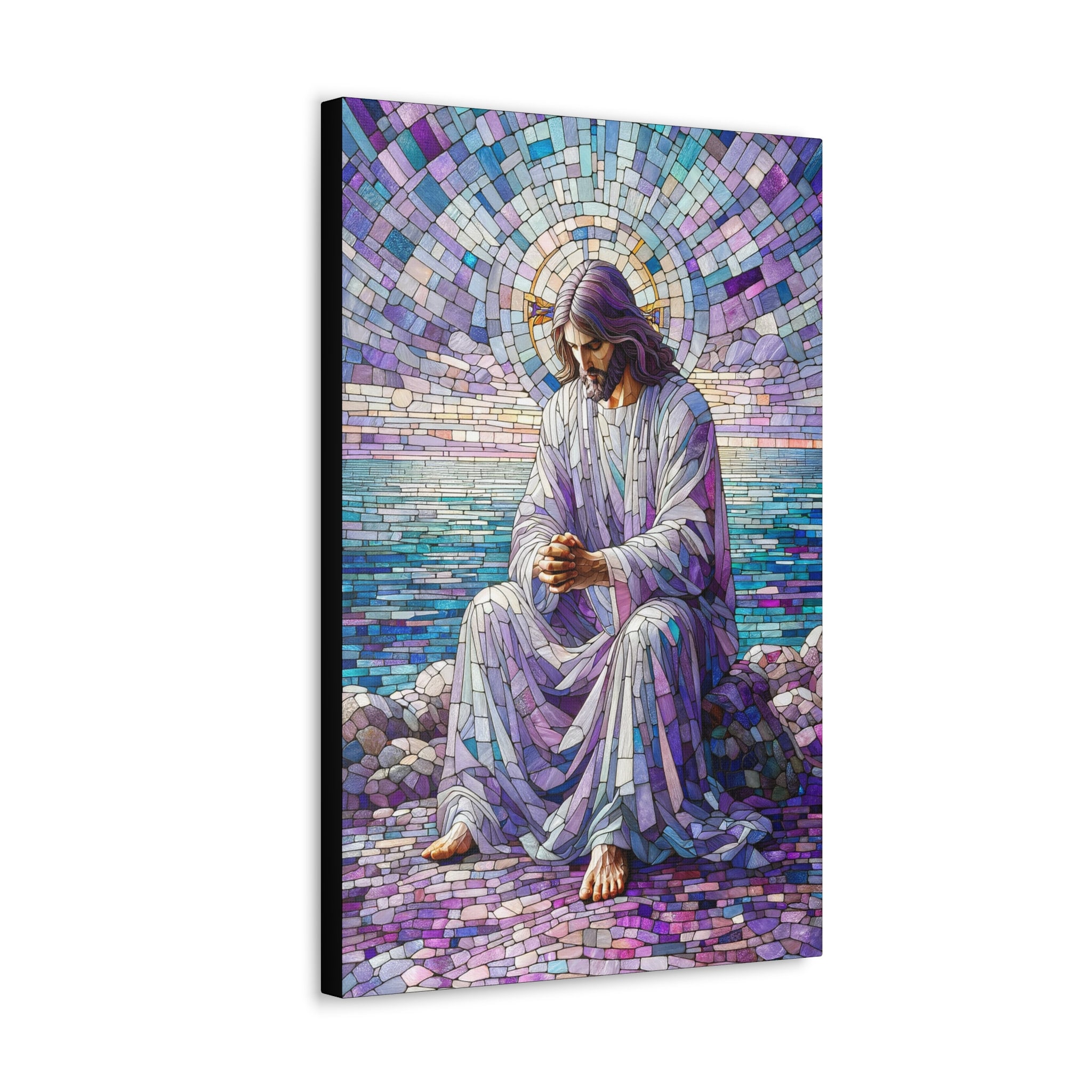 Serene Savior: Christ at Galilee Stained Glass Mosaic Canvas Art - Etsy