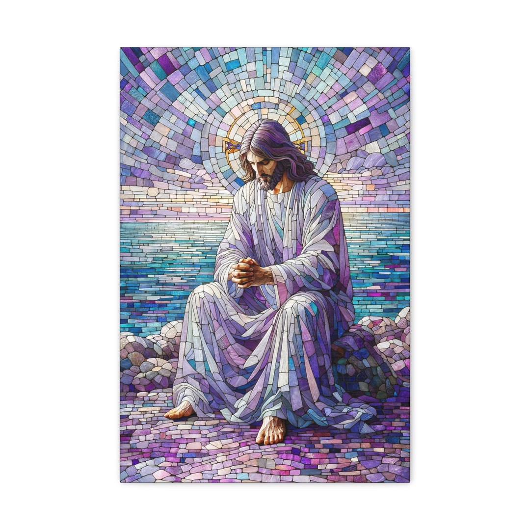 Serene Savior: Christ at Galilee Stained Glass Mosaic Canvas Art - Etsy